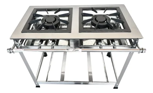 Fogão 2 Bocas Duplo B.p 40x40 P8 Inox 430 Reforçado | Frete grátis
