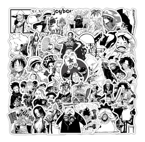 One Piece Blanco Y Negro 50 Calcomanías Sticker Pvc Vs Agua | MercadoLibre