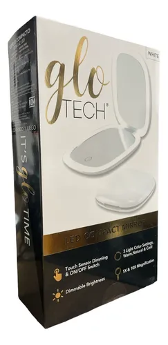 Espejo Compacto Con Luz Led Glo Tech Color Blanco Espejo Compacto Con Luz Led Glo Tech Color Blanco