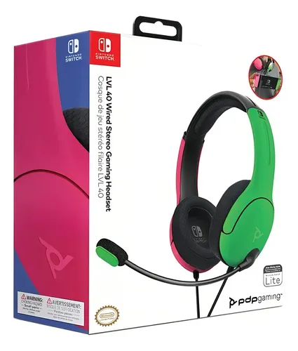 Pdp Auricular Lvl40 Neon Pink/green - Switch - Sniper Color Verde/Rosa ...