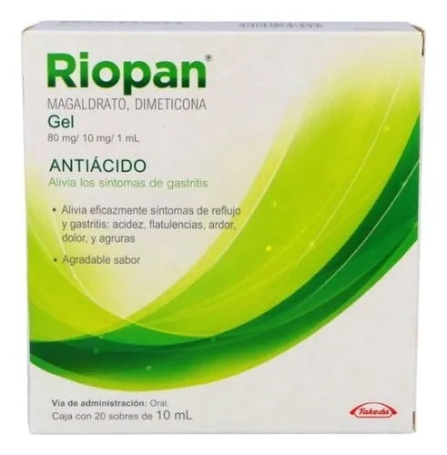 Riopan Gel Magaldrato Dimeticona Antiacido 20 Sobres 10ml Cu | Envío gratis