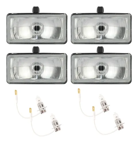 4 Farol Milha Retangular Compatível Scania 112 113 Lâmpadas