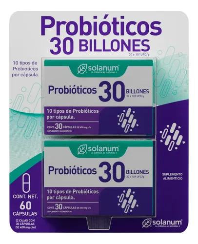 Solanum Probioticos 30 Billones 60 Cápsulas Twopack Sfn Sabor Sin sabor