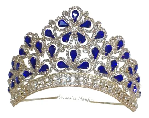 Corona Para 15 Años Color Azul Rey ( Diseño Flor) | Meses sin interés
