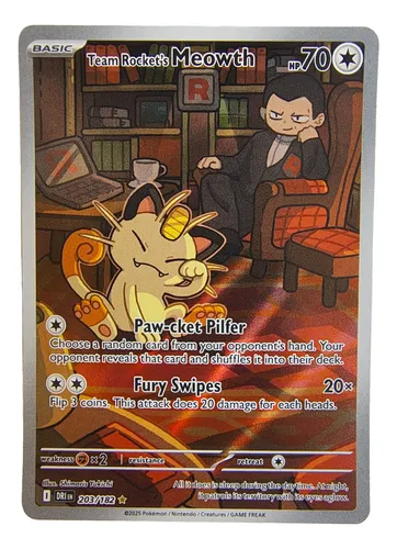 Carta Meowth 203/182 Full Art Destined Rivals Pokémon Tcg Team Rockets ...