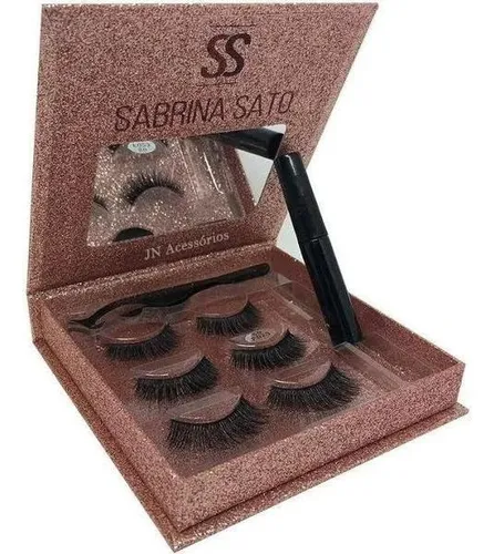 Pestañas Postizas Sabrina Sato 5 Unidades 3 Pares Pegamento Y Pinza
