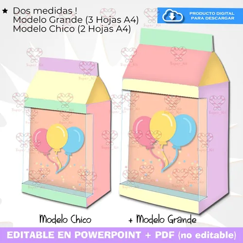 Kit Imprimible Molde Cajita Milkbox Shaker Visor Editable Kit Imprimible Molde Cajita Milkbox Shaker Visor Editable