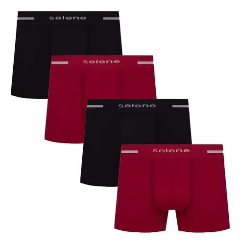 Kit 4 Cueca Box Boxer Microfibra Selene Masculina Original Parcelamento Sem Juros