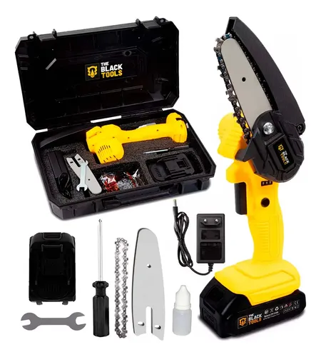 Motosserra Mini BTS-100 Bateria Recarregável 21v The Black Tools Cor ...