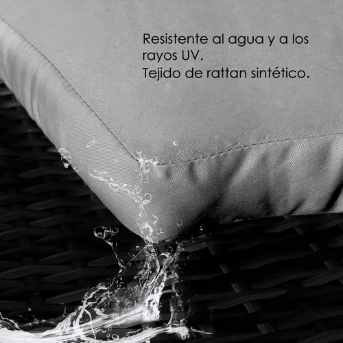 Camastro Sala Jardin Lounge Mimbre Negro Cn/toldo Retractil Estructura ...
