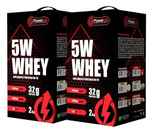 Kit 2 Un Whey Protein Power Up 2kg Concentrado Isolado Frete Grátis