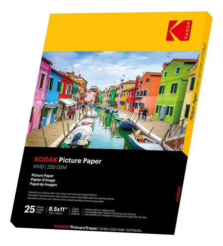 Picture Paper Kodak Vivid 8.5x11 25 Sheets 230g/m2 11.9mil | MercadoLibre