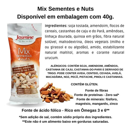 Kit 10 Mix Sementes Nuts Jasmine 40g Cada Mercadolivre