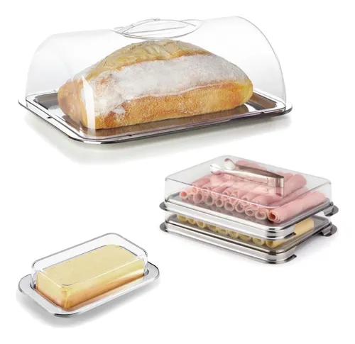Kit Porta Pão Com Tampa Pop + Porta Frios + Manteigueira | Frete grátis Kit Porta Pão Com Tampa Pop + Porta Frios + Manteigueira | Frete grátis