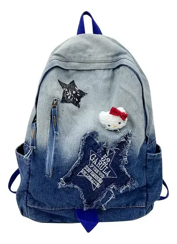 Mochila Vaquera Hello Kitty Star Dulce Linda Y Versátil A Cuotas Sin Interés