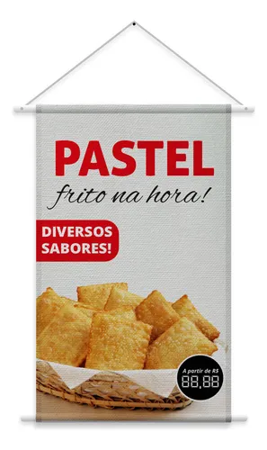 Banner Pastel Frito Na Hora Sabores Preço Editável Lona Banner Pastel Frito Na Hora Sabores Preço Editável Lona