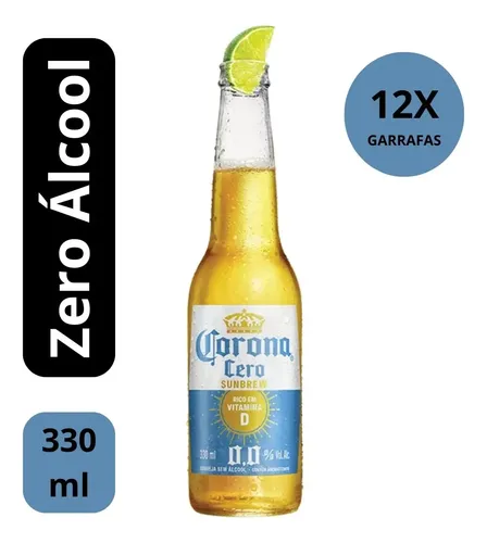 Pack 12 Cerveja Corona Cero Long Neck Sem Alcóol 330ml | Frete grátis