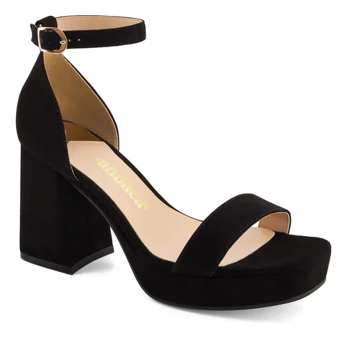 Sandalia Con Tacón Andrea Para Mujer Versátil Negro | Envío gratis