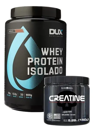Kit Whey Protein Isolado 900g Dux Creatina Pura 150g Frete Grátis