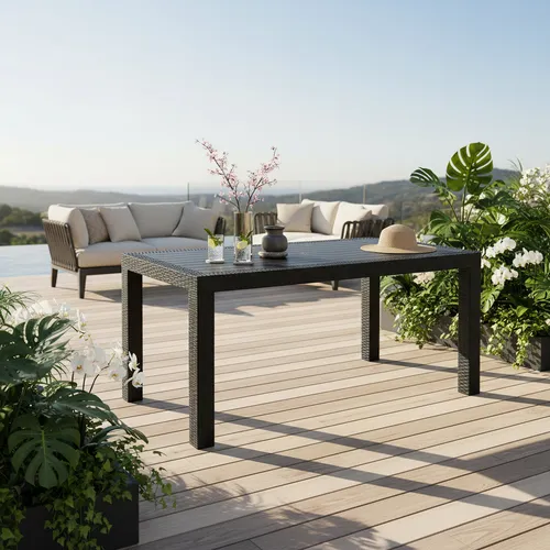 Mesa Plástica Exterior Plastrum Garden Simil Rattan 140x80cm Negro ...