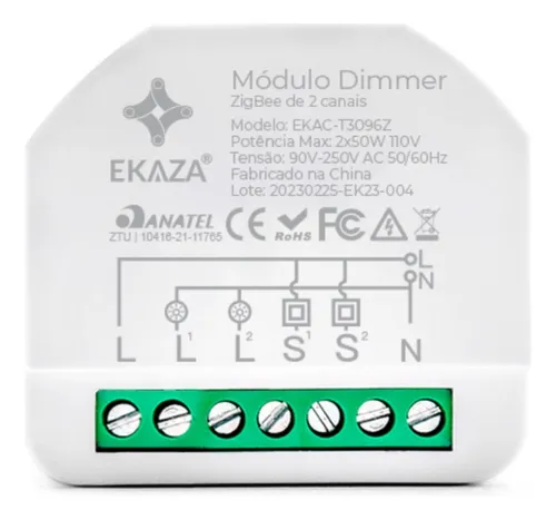 Módulo Smart Dimmer Zigbee Inteligente 2 Canais Alexa Módulo Smart Dimmer Zigbee Inteligente 2 Canais Alexa