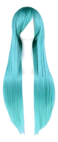 Peluca Azul Turquesa Lisa (verde Aqua) Cosplay Kanekalon Azul Unitalla ...