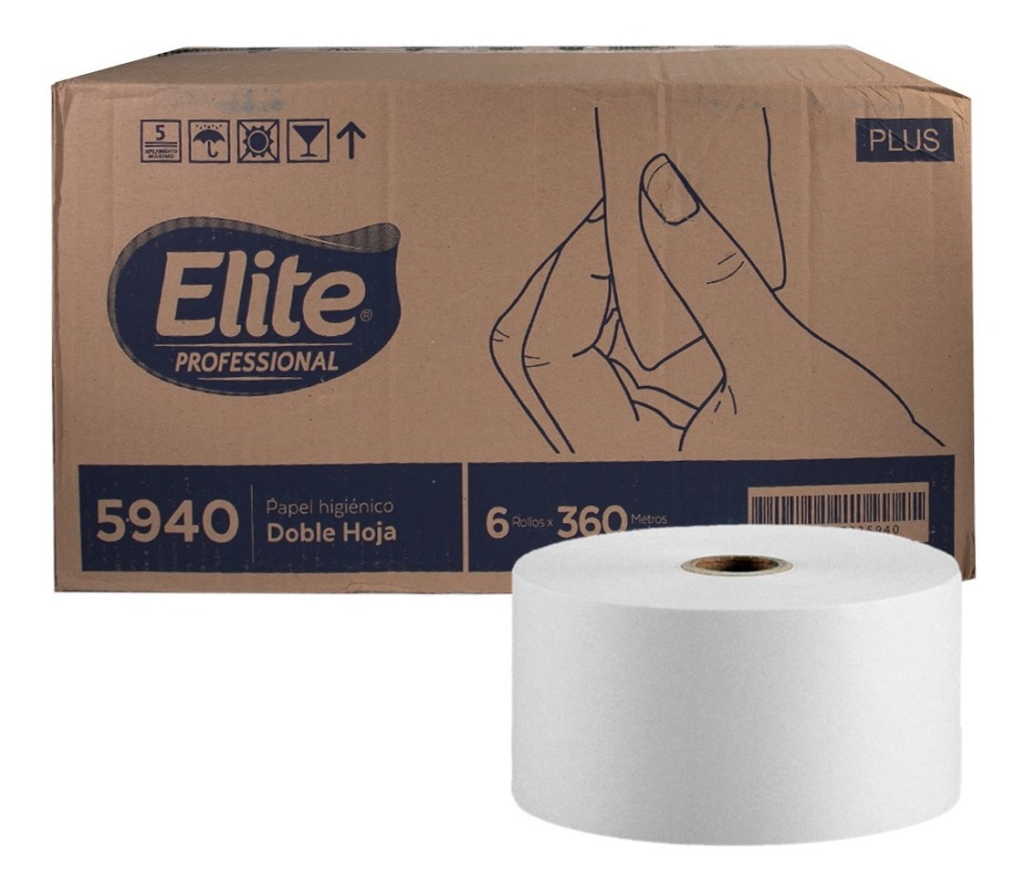 Papel Higiénico Jumbo Elite Doble Hoja 6 Rollos 360 M C 1
