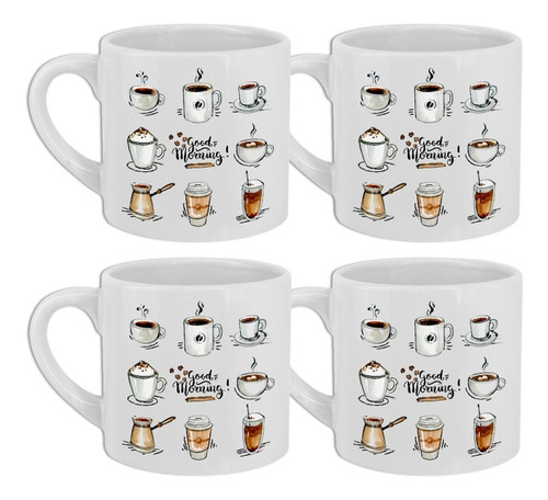 Tazas Cappuccino Diseño Café 180cc | Pack X4 | Cuotas sin interés Tazas Cappuccino Diseño Café 180cc | Pack X4 | Cuotas sin interés