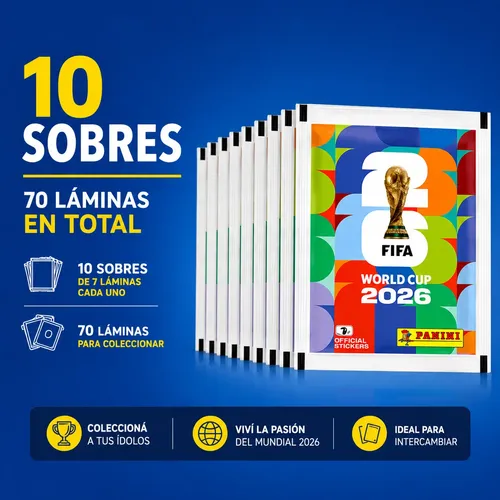 Pack 10 Sobres Mundial Fifa World Cup 2026 Sticker Panini | Cuotas sin ...