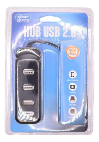 Hub Usb 2.0 4 Portas 480mbps De Velocidade Knup Kp-t108