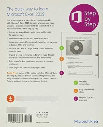 Microsoft Excel 2019 Step By Step - Frye, Curtis | Cuotas sin interés Microsoft Excel 2019 Step By Step - Frye, Curtis | Cuotas sin interés