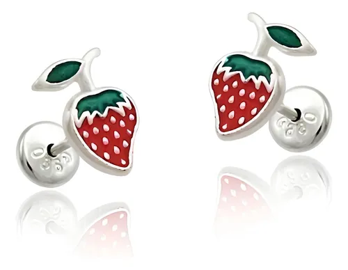 Brinco Infantil Bebê Prata 925 Pura Morango Tarracha Baby | MercadoLivre