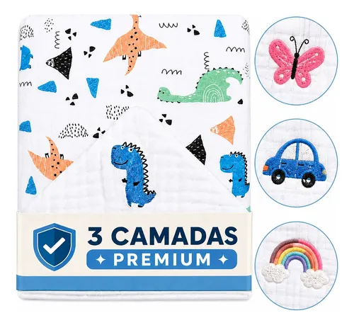 Toalha Banho Bebê Luxo Forrada Fralda 3 Camadas Soft Capuz | MercadoLivre