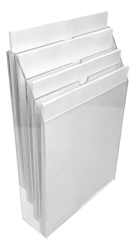 Porta Hojas De Acrílico, 3mm, Carta (de 4 Espacios) Vertical | Envío gratis