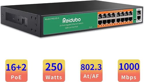 Conmutador Reidubo, 18 Puertos Ethernet, Gigabit Poe Switch | Cuotas ... Conmutador Reidubo, 18 Puertos Ethernet, Gigabit Poe Switch | Cuotas ...