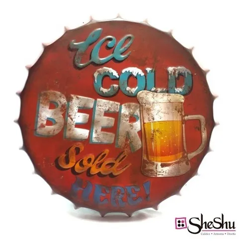 Cuadro Chapa Decorativa Tapa Vintage Beer - Sheshu Home Cuadro Chapa Decorativa Tapa Vintage Beer - Sheshu Home