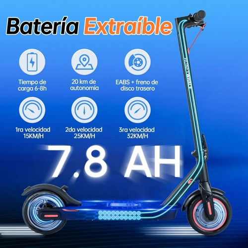Scooter Eléctrico Patín E9 Pro 30 Km H 350w Honey Whale Meses Sin