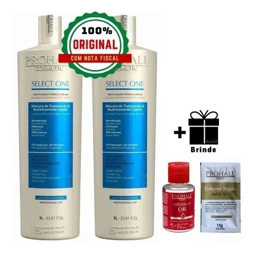 Prohall Escova Progressiva Select One Sem Formol 2x1000ml Prohall Escova Progressiva Select One Sem Formol 2x1000ml