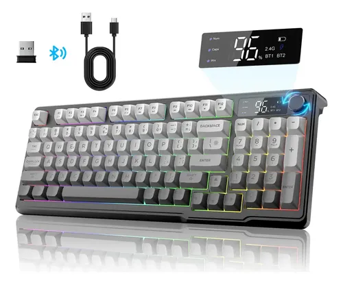 Free Wolf M96 Teclado Inalambrico Membrana, 2 Modes Teclado Bluetooth Y ...
