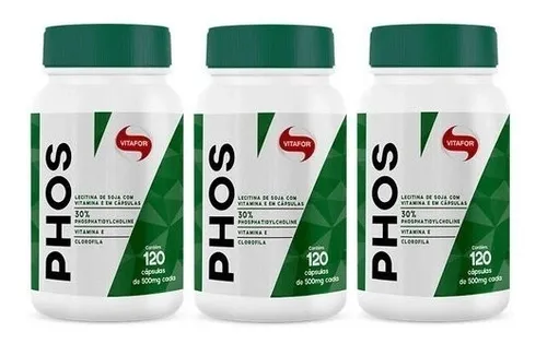 3 Potes De Phos 120 Cápsulas - Vitafor - Fosfatidilcolina | MercadoLivre