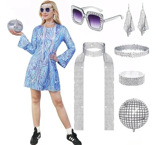 Traje De Discoteca De Años 60 Y 70, 1970s Accesorios De Disfraz De ...