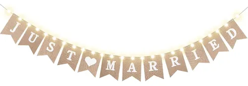 Bandera De Arpillera De Just Married, Banderín De Boda... | Cuotas sin ... Bandera De Arpillera De Just Married, Banderín De Boda... | Cuotas sin ...