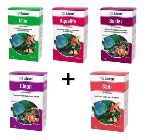 Kit Labcon Aqualife + Bacter + Clean + Ictio + Sani | Parcelamento sem ...