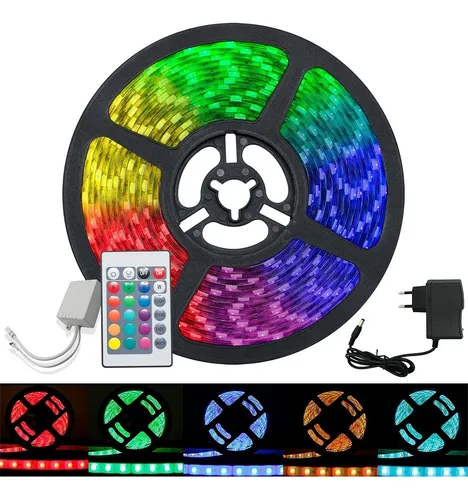 Led 5050 Rollo De Cinta Rgb 5050 De 5 M 300 Led Ip65 Control Fuente