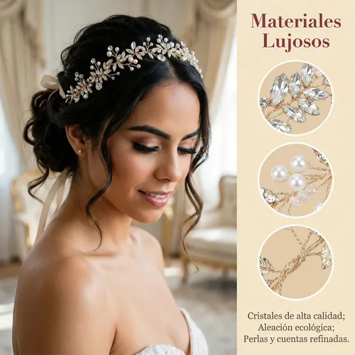 Boda Novia Diadema Perla Cristal Diamantes Accesorios Ninas | MercadoLibre