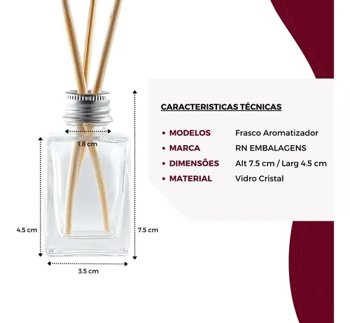 50 Kit Frasco Difusor Aromatizador Vidro Quadrado 3 Varetas à Venda Em