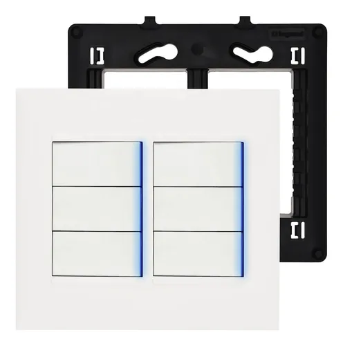 Llave de luz de pared simple y paralelo de 6 módulos color blanco ... Llave de luz de pared simple y paralelo de 6 módulos color blanco ...