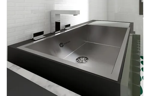 Fregadero cuadrado moderno de acero inoxidable con válvula de cocina ...