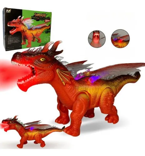 Dragão Dinossauro Que Solta Fumaça Com Som E Luz 40cm Mercadolivre