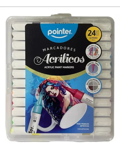 Marcadores Acrilicos Pointer Surtidos 12pzs 24 Colores | MercadoLibre